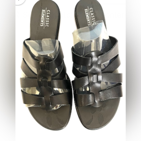Classic Elements | Shoes | New Classic Elements Black Leather Sandals ...